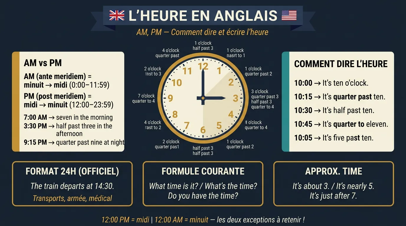 L'heure en anglais : am, pm, comment dire et écrire l'heure - Break ...